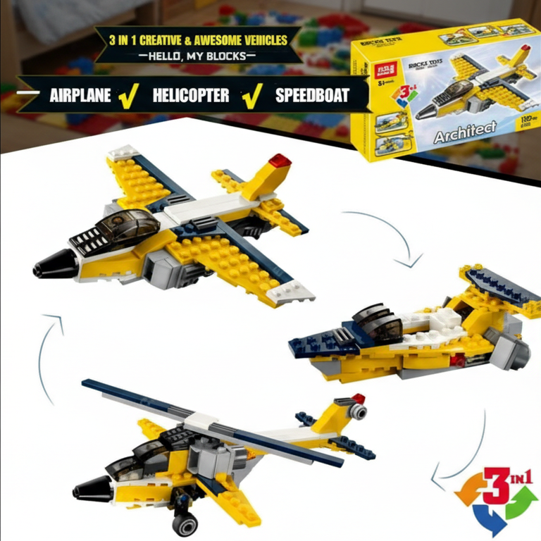 Architect Airplane Brick Toy 3-in-1 Building Blocks – 130 Pieces – Toynix